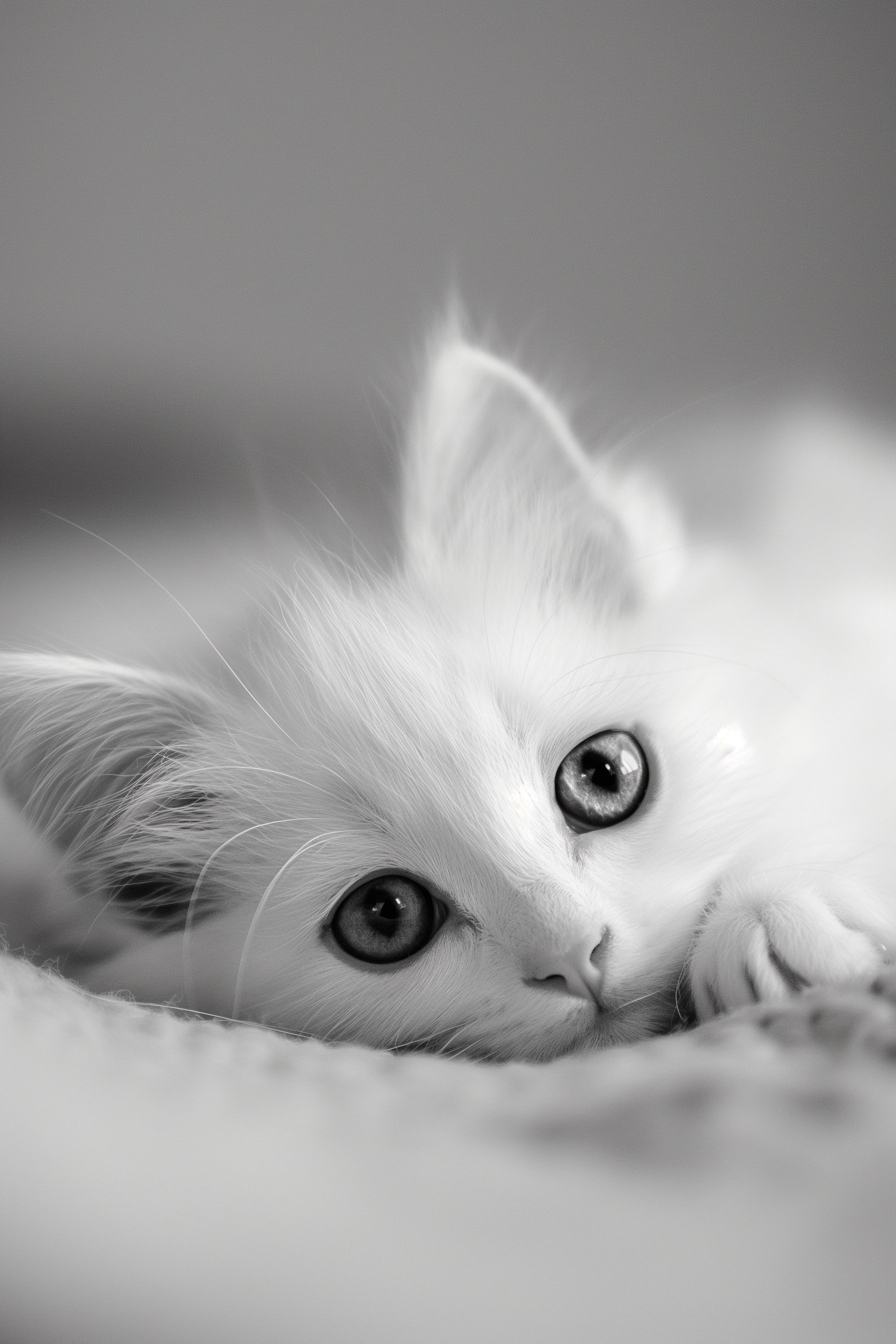 Monochromatic Kitten Portrait Photo on Lummi