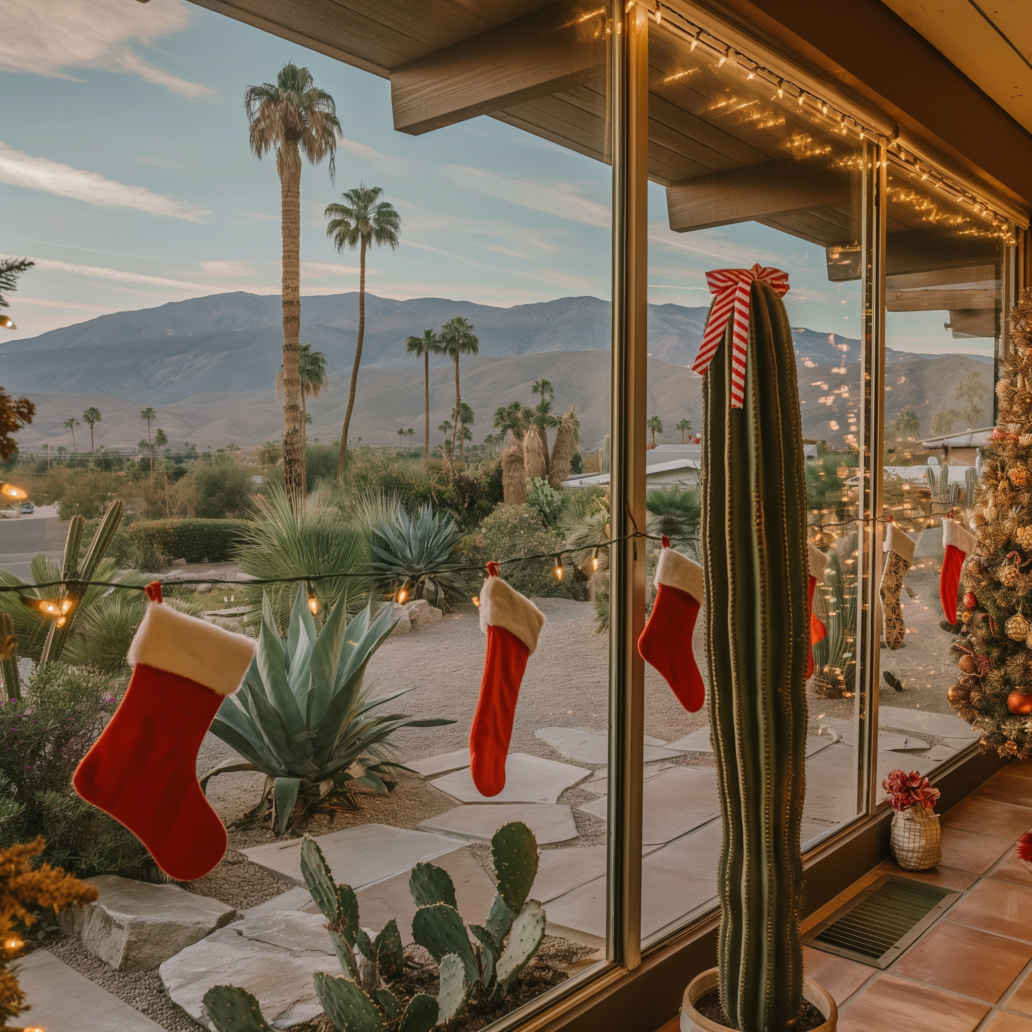 Festive Holiday Scene with Desert Landscape Photo on Lummi