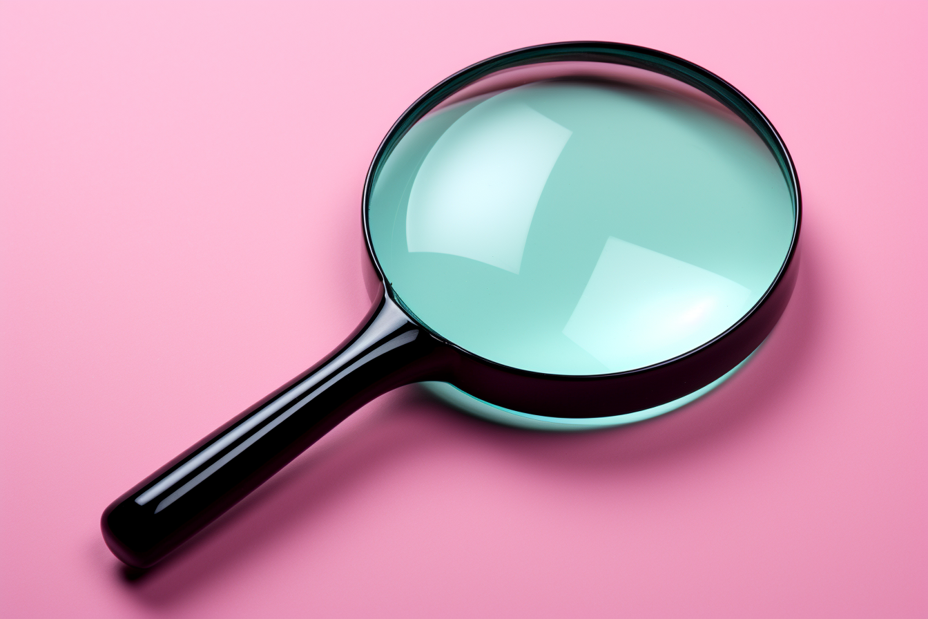 Sleek Black Handled Magnifying Glass on Pink Photo on Lummi