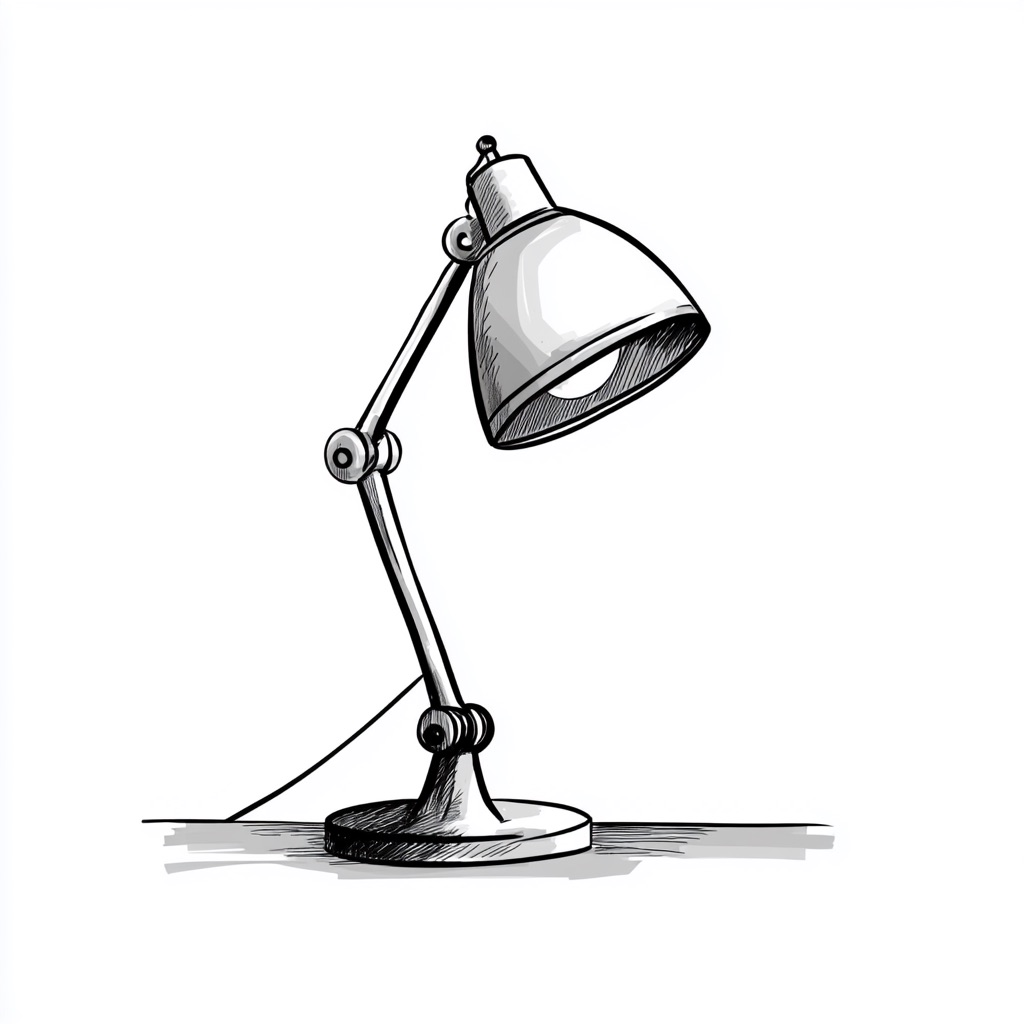 Classic Desk Lamp Sketch Illustration on Lummi