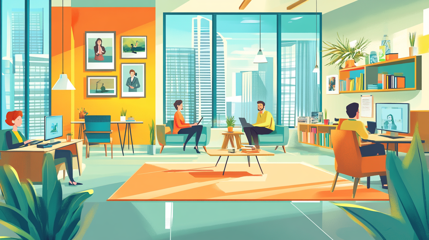 Vibrant Modern Office Space Illustration on Lummi