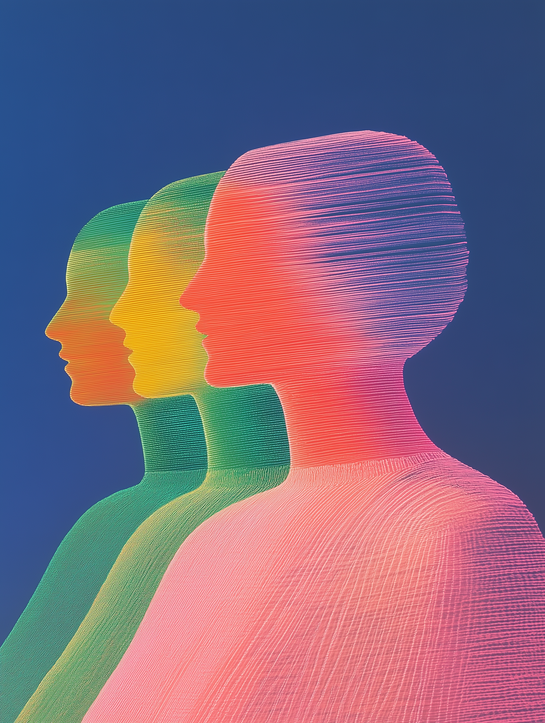 Overlapping Colored Human Profiles Illustration on Lummi