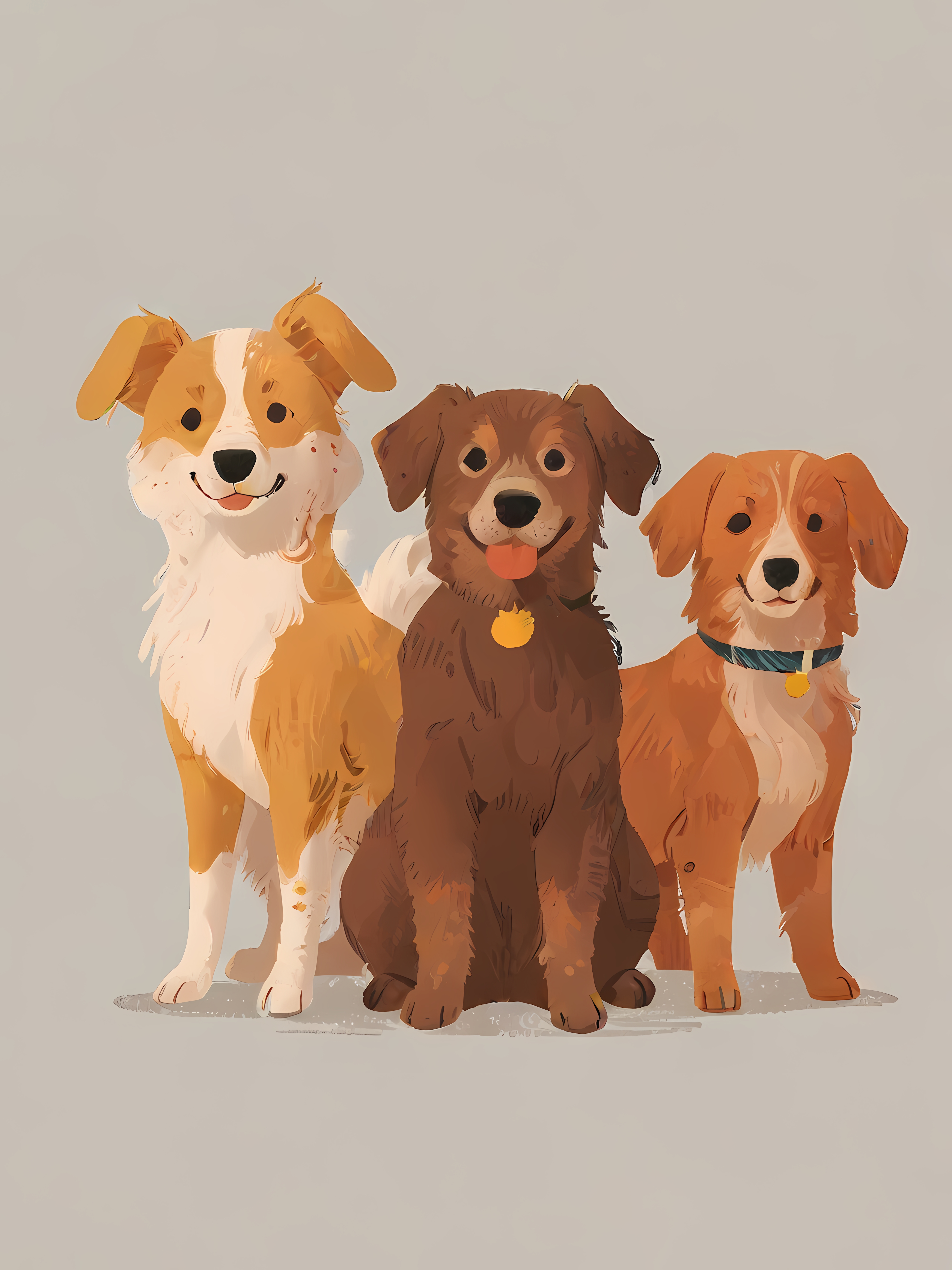 Cartoon Dogs Trio Illustration on Lummi